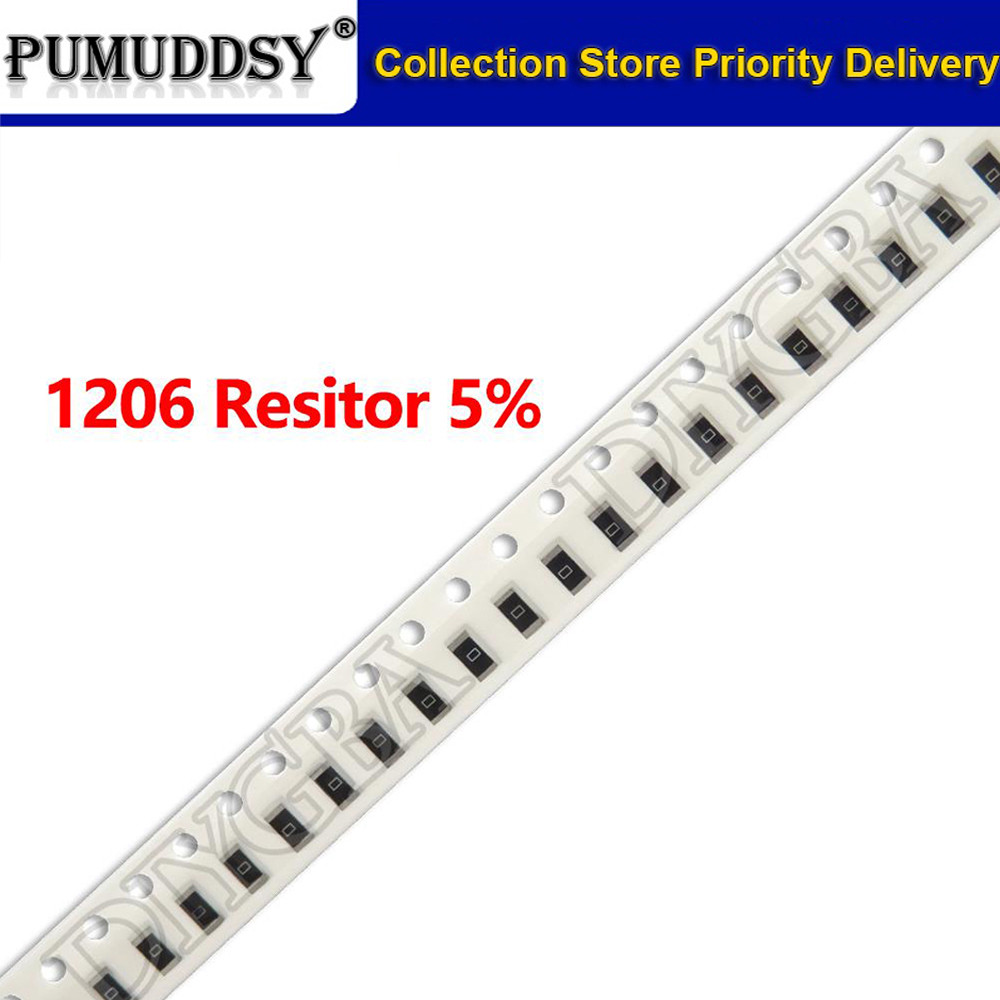 100 ชิ้น 1206 ตัวต้านทาน SMD 5% 0R ~ 910R 1/4W 0R 1R 10R 100R 150R 220R ...