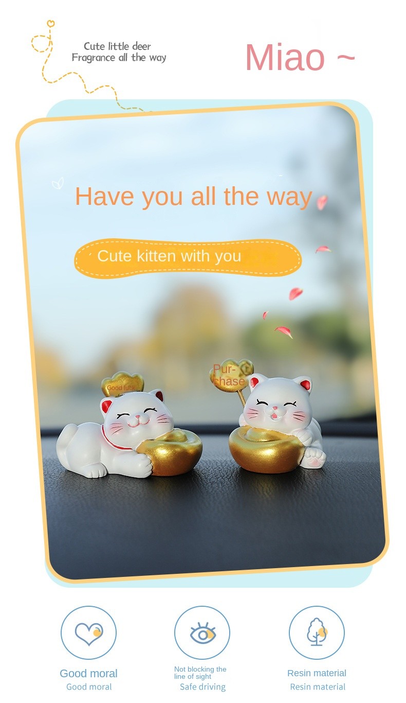 【Lucky Cat】Car Dashboard Decor Child-Safe Car Decor | Premium ABS Resin ...