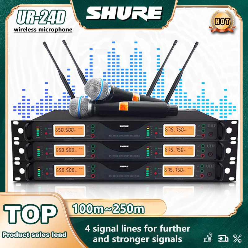 SHURE UR24D ไมโครโฟนไร้สาย คลื่นลูกใหม่ 2 มือถือ ระยะรับ UHF FM 200M ...