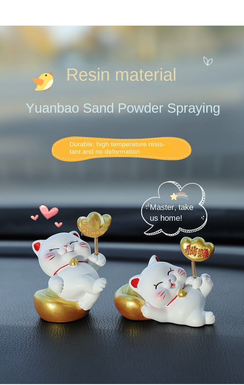 【Lucky Cat】Car Dashboard Decor Child-Safe Car Decor | Premium ABS Resin ...