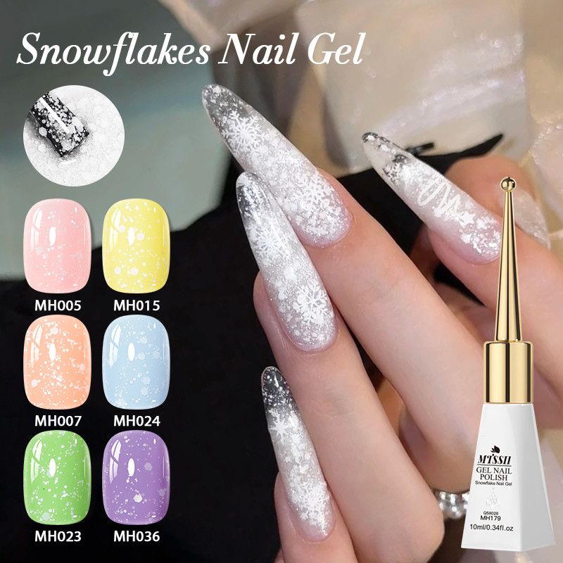 MTSSII เจลทาเล็บเจลเกล็ดหิมะสีขาว Nail Art Uv Gel กึ่งถาวร Soak Off ...