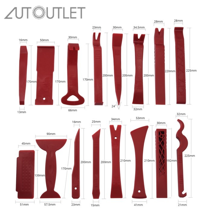 AUTOUTLET 16PCS Car Trim Removal Tool Kit Set Car Panel Door Audio Trim ...