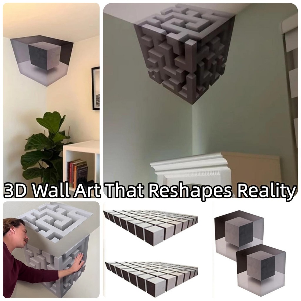 2PCS Creative 3D Wall Art ภาพลวงตามุมสติ๊กเกอร์ติดผนัง Wall Art ที่ ...