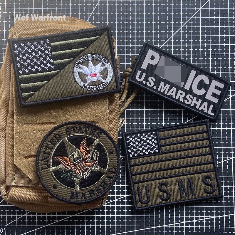 [Custom Armband Velcro] US MARSHAL US Federal Law เสื้อกั๊กตํารวจสติกเก ...