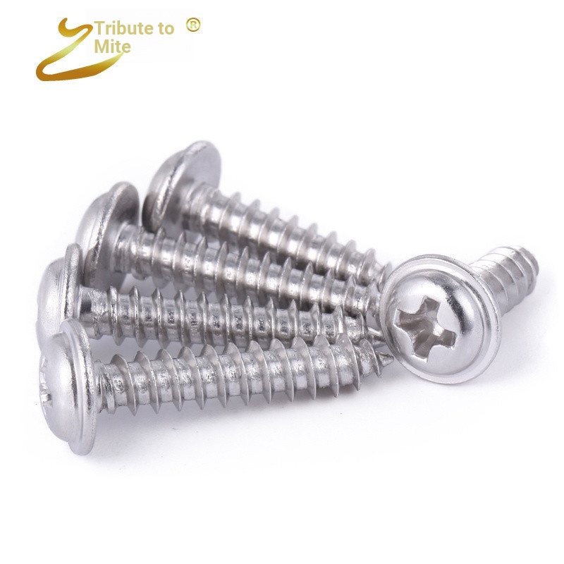 [304 ชี้หาง] 304 สแตนเลสสตีล Phillips หัวกลมพร้อมปะเก็นสกรูแตะตัวเองหัวกระทะพร้อมสกรูหาง Snap ...