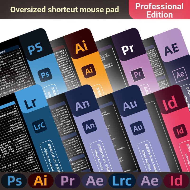 P PS ปุ่มลัดคีย์บอร์ดเมาส์ Pad AE/PR/AI/AU/Shortcut คีย์แผ่นรองเมาส์ Daquan Adobe ปุ่มลัด ...