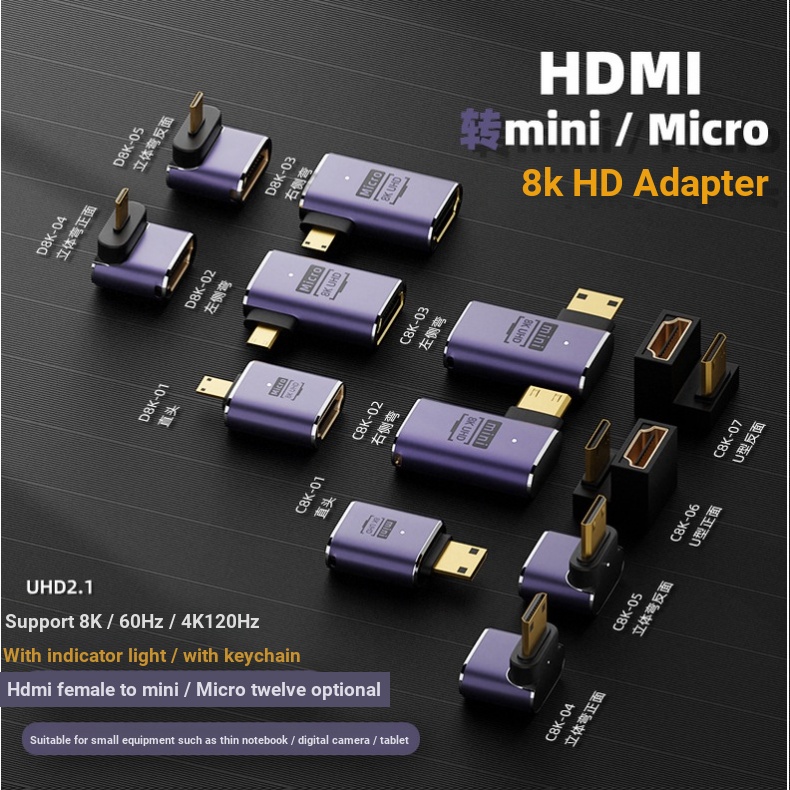 ตัวแปลง HDMI Micro/mini HDMI C D-Type ชายหญิงอะแดปเตอร์ HD รองรับ HD 8K ...