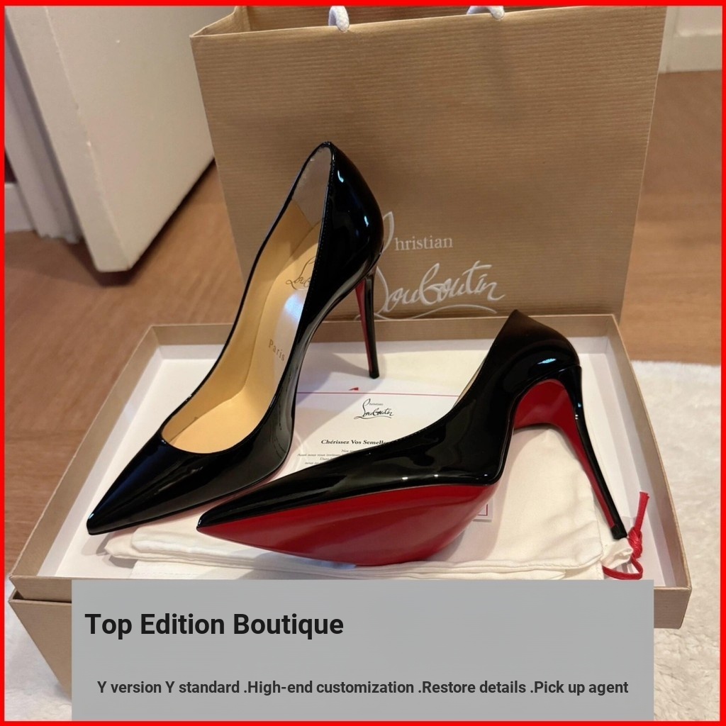 [รุ่น Ding Class] CL Red Sole Super High Heel Kate 120 Pointed Toe Patent Leather Professional ...