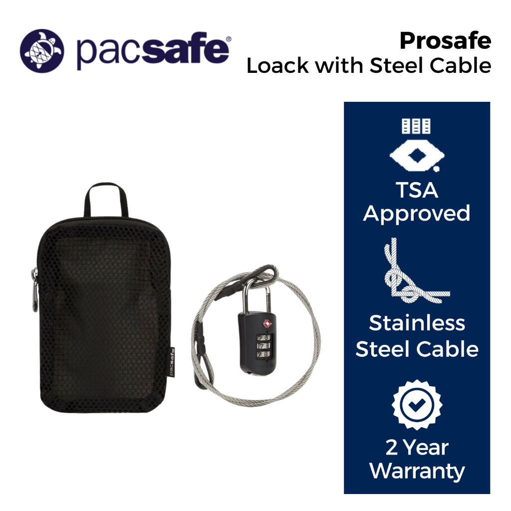 Pacsafe Prosafe 1000 รหัสล็อคพร้อมสายเหล็ก | Shopee Thailand