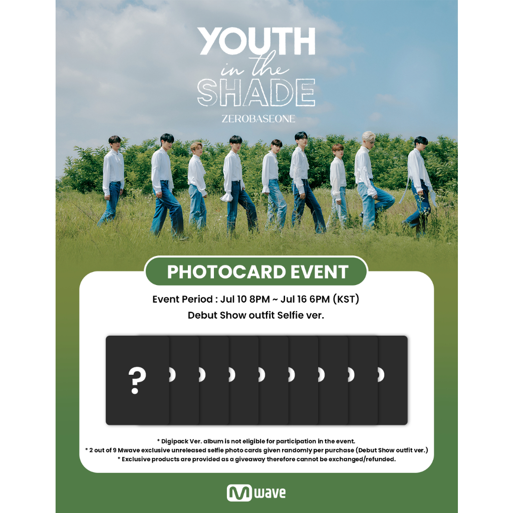 [PREORDER][MWAVE PHOTOCARD EVENT] ZEROBASEONE - [YOUTH IN THE SHADE ...