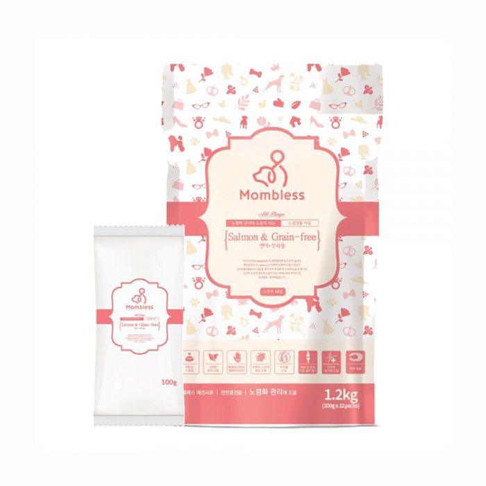 Mombless Grain free อาหารสุนัข สูตรแซลม่อน ขนาด 1.2 กก. (100 กรัม x 12 ...