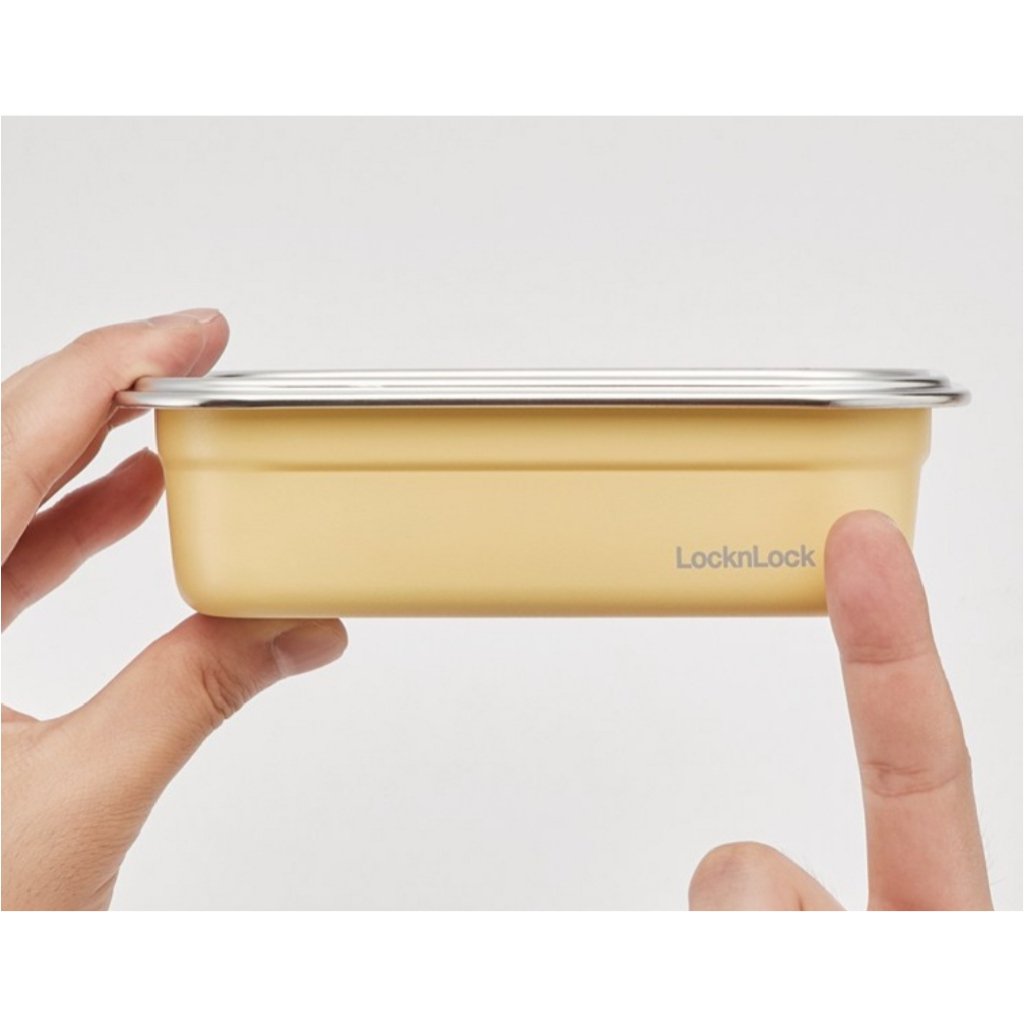 Lock&lock กล่องคอนเทนเนอร์ สเตนเลส สีเหลือง | Shopee Thailand