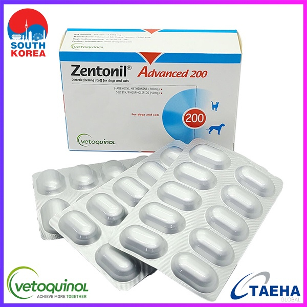 Vetoquinol Zentonil Advanced 200 อาหารเสริมตับสุนัขและแมว 30 แคปซูล ...