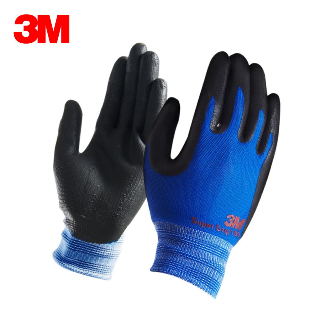 [3M] Super Grip 100 Gloves / 2 Colors / Nitrile Foam Coated Safety ...
