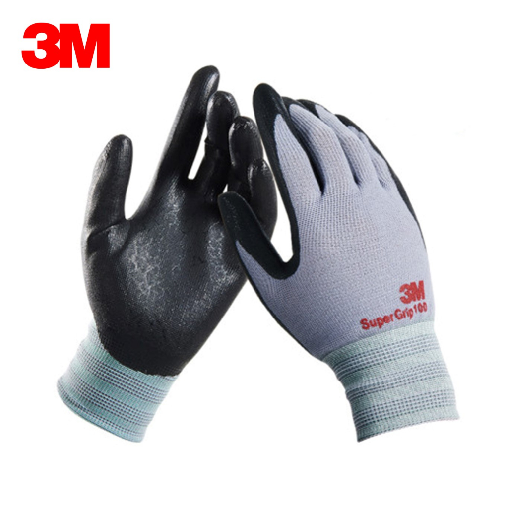 [3M] Super Grip 100 Gloves / 2 Colors / Nitrile Foam Coated Safety Gloves / การรับรอง "EN388 ...