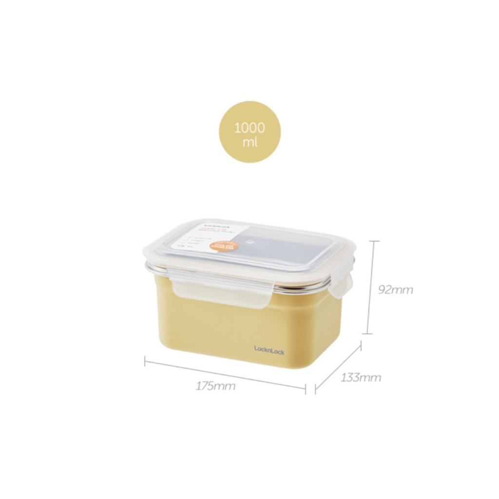 Lock&lock กล่องคอนเทนเนอร์ สเตนเลส สีเหลือง | Shopee Thailand