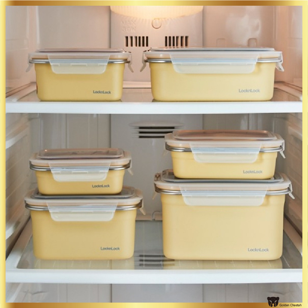 Lock&lock กล่องคอนเทนเนอร์ สเตนเลส สีเหลือง | Shopee Thailand