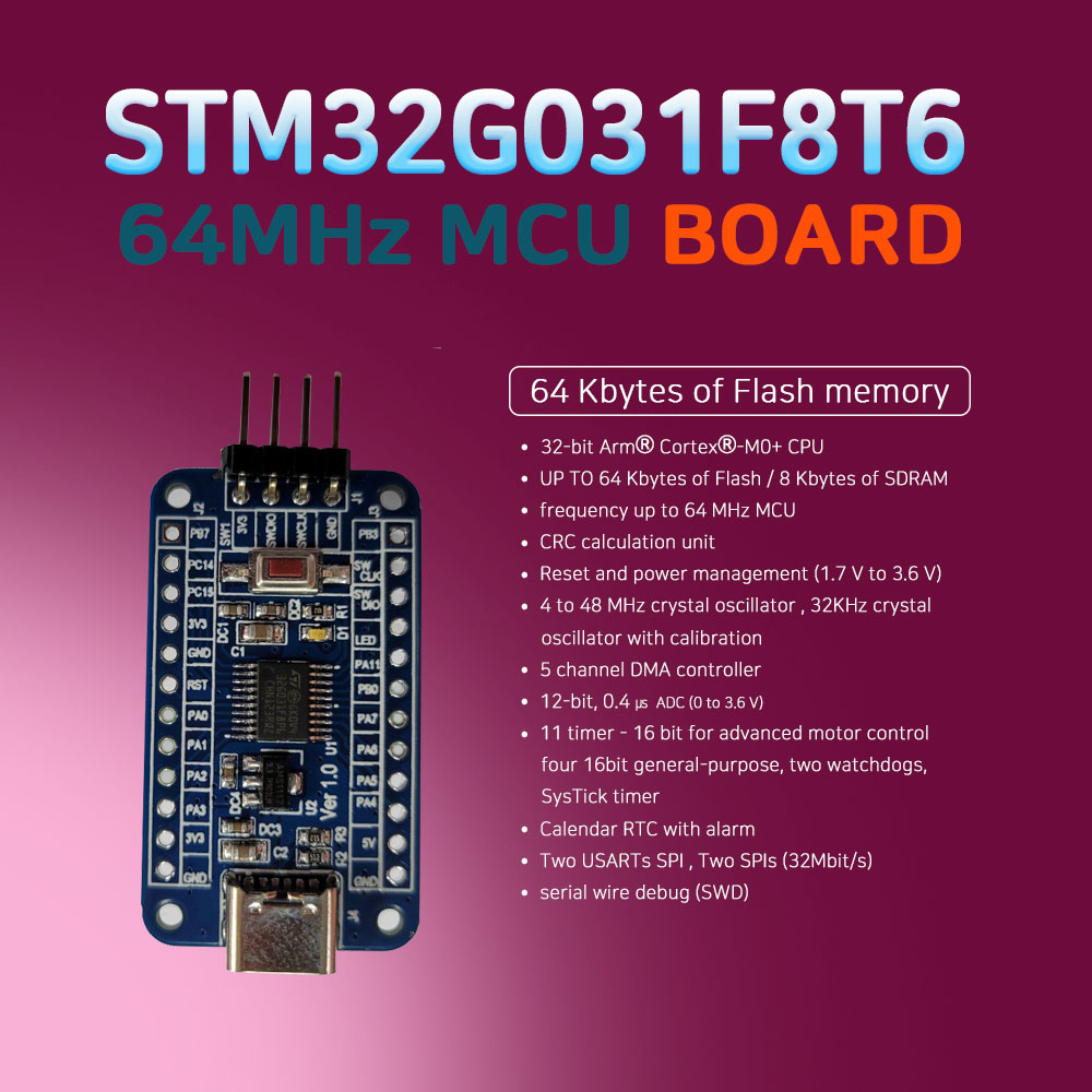 Stm32g031f8t6 บอร์ดสาธิต ARM 32bit Cotex-M0+ ระบบประเมินผล Arduino ...
