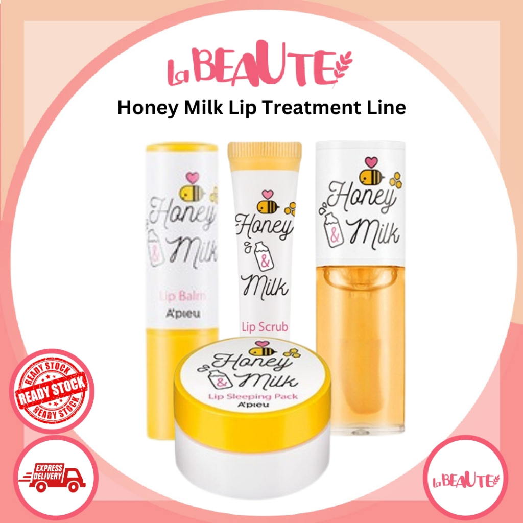 Apieu Honey & Milk Lip Scrub 8ml / Lip Oil 5g / Lip Balm 3.3g/ Lip Mask ...