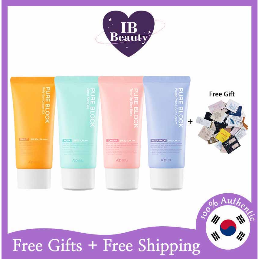 [A`PIEU] Pure Block Natural Daily/Aqua/Tone-Up/Waterproof Sun Cream ...