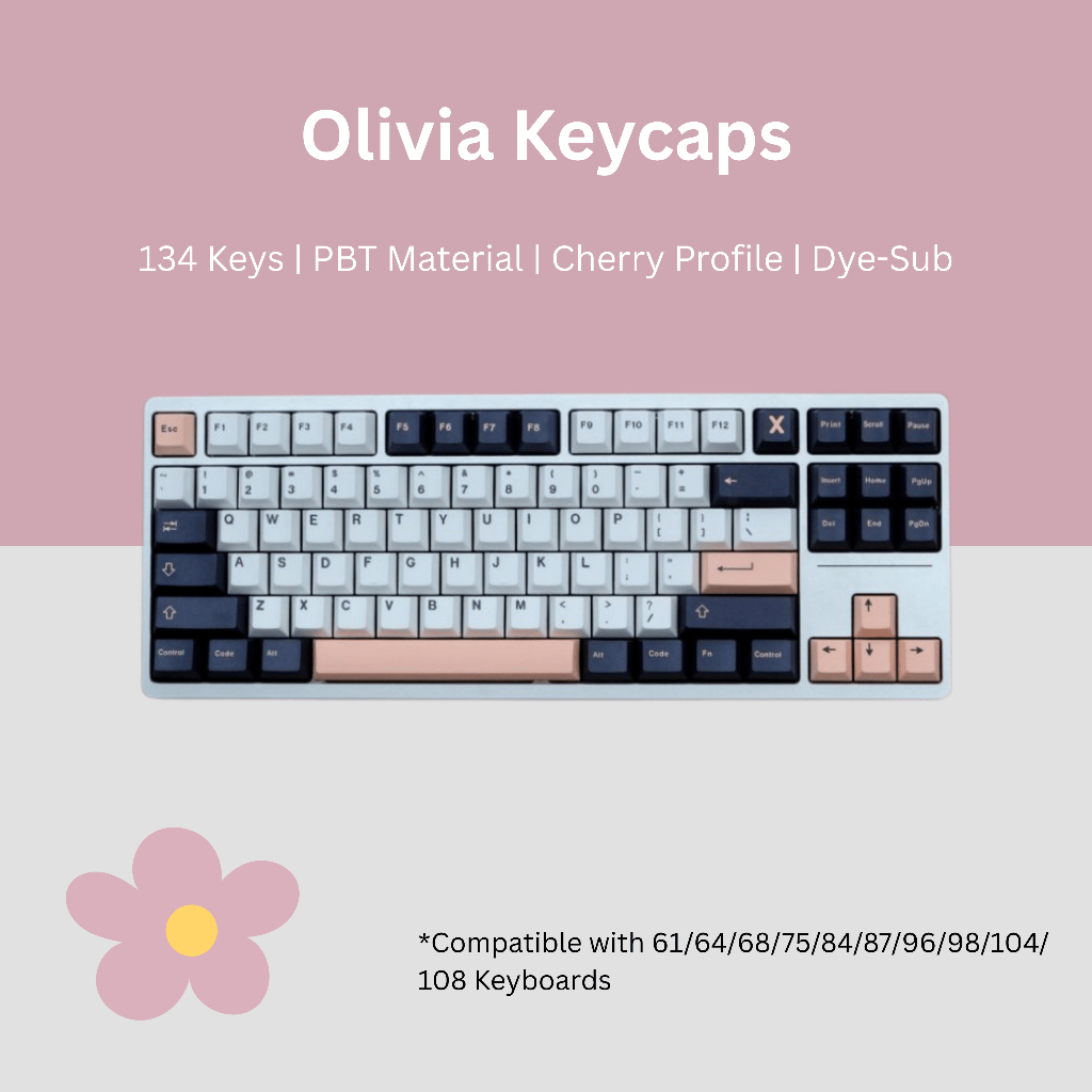 Olivia Keycaps Cherry Profile PBT Dye-Sub Royal Kludge Tecware Keychron ...