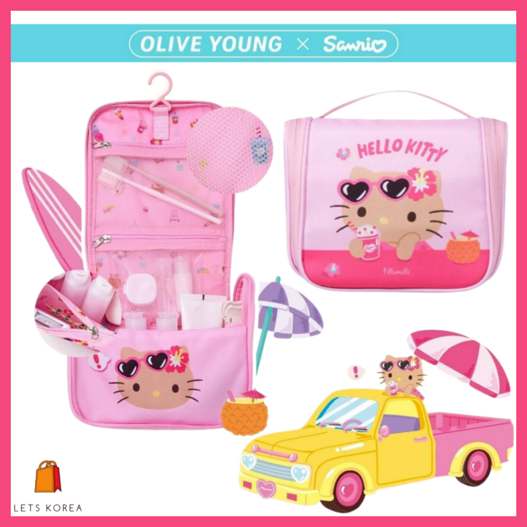 [OLIVE YOUNG x Sanrio] Fillimilli Tanning Hello Kitty Travel Pouch / Mini Hand Towel / ผ้าปิดตา ...