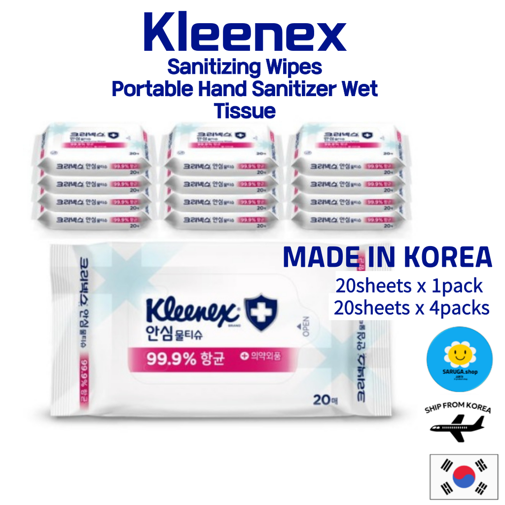 Kleenex Sanitizing Wipes /ทิชชู่เปียก Hand Sanitizer แบบพกพา / 20 แผ่น ...