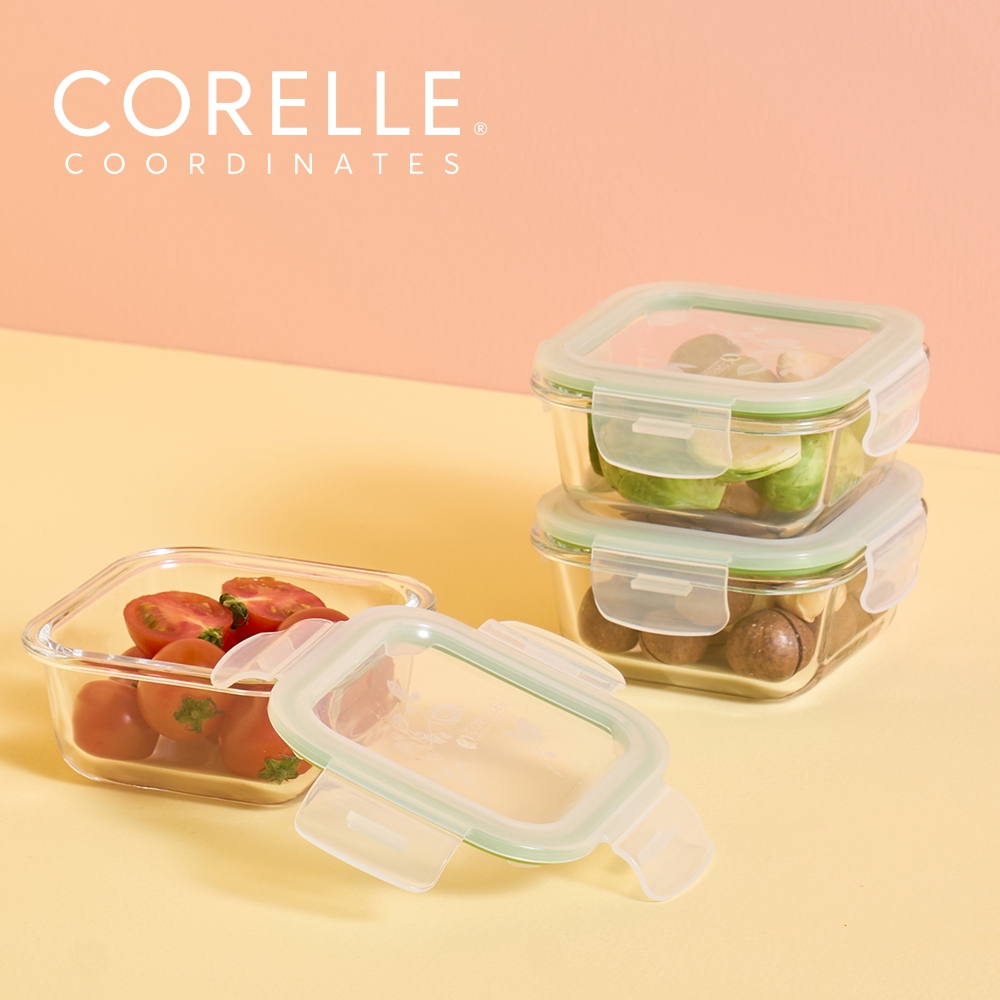 CORELLE BREEZE ภาชนะเก็บอาหารแก้วสี่เหลี่ยม 3p (320ml) ปลอดสาร BPA | Shopee Thailand