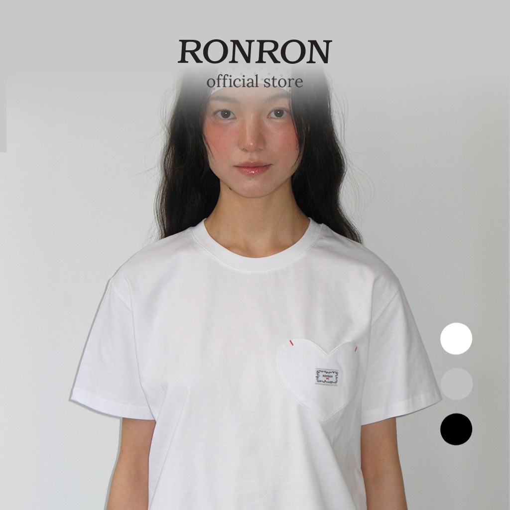 [RONRON] Heart Pocket Over Fit Short Sleeve T Shirt / 3colors | Shopee Thailand