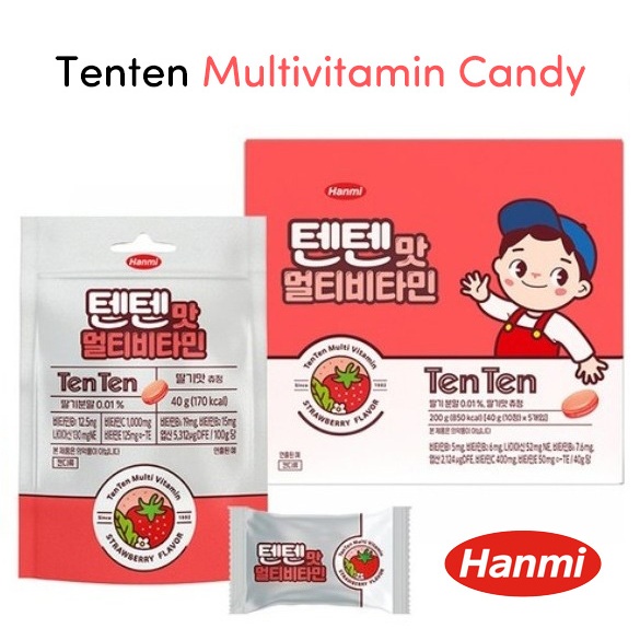 [Hanmi] TenTen ลูกอมเคี้ยวหนึบรสสตรอเบอร์รี่ 200g (40g x 5 ซอง)Kids ...