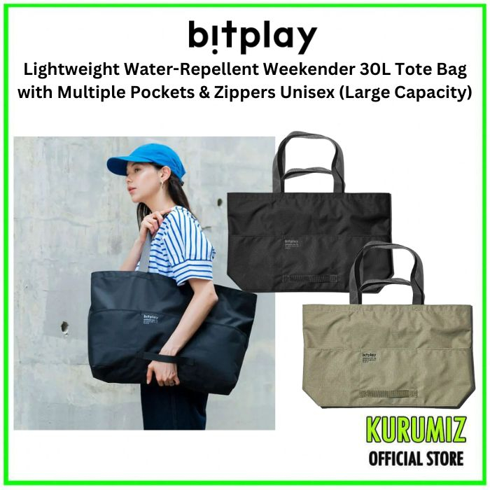 Bitplay น้ําหนักเบา Water-Repellent Weekender 30L Tote กระเป๋าหลายกระเป๋าและซิป Unisex (ความจุ ...