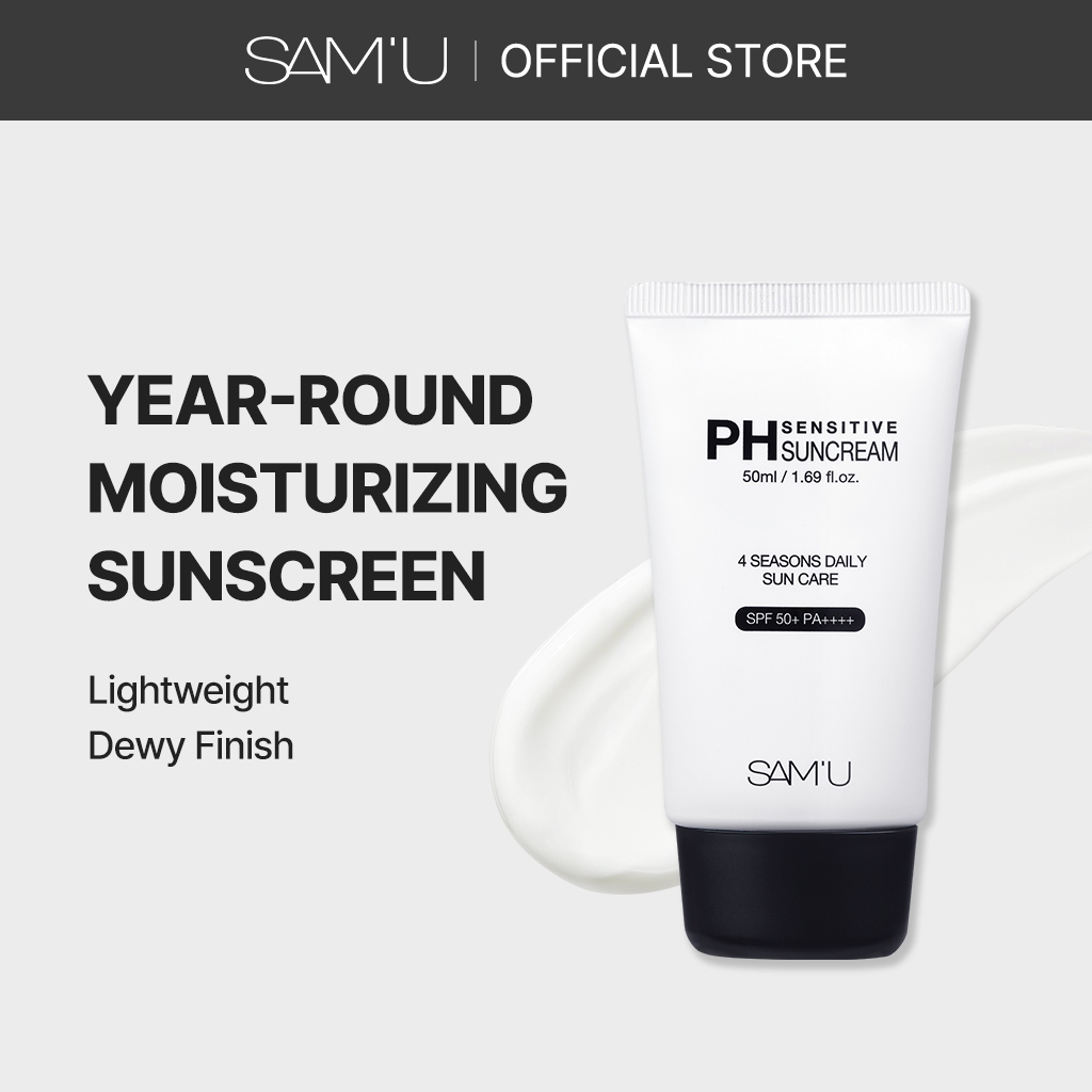 SAM'U PH Sensitive Sun Cream 50ml, SPF 50+ PA++++, ครีมกันแดดเนื้อบางเบา, Moisturizing ...