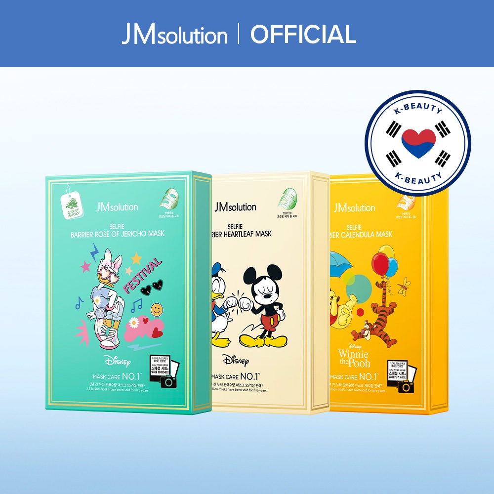[JMSOLUTION] Disney BARRIER CARE MASK (30 แผ่น) - ROSE OF JERICO + HEARTLEAF + CALENDULA ...