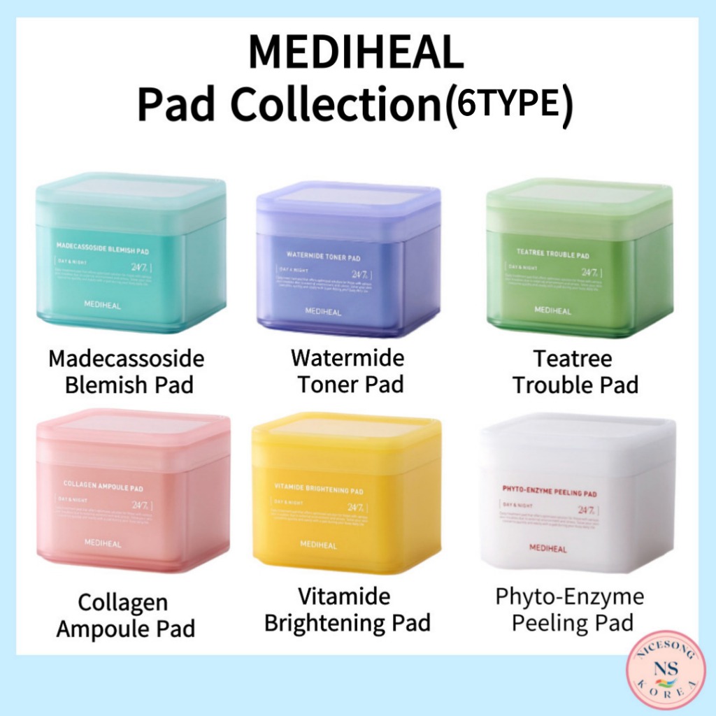 [Mediheal] mediheal face toner pad แผ่นโทนเนอร์ 100 แผ่น (7 types, MAIN+REFILL) | Shopee Thailand