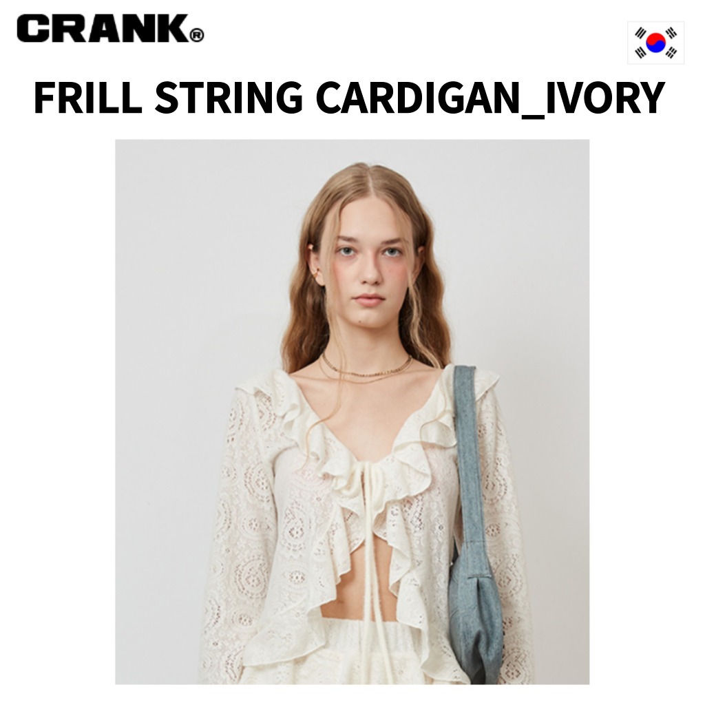 [CRANK] "FRILL String CARDIGAN" พร้อมสีงาช้าง ของแท้ 100% จากเกาหลี ...
