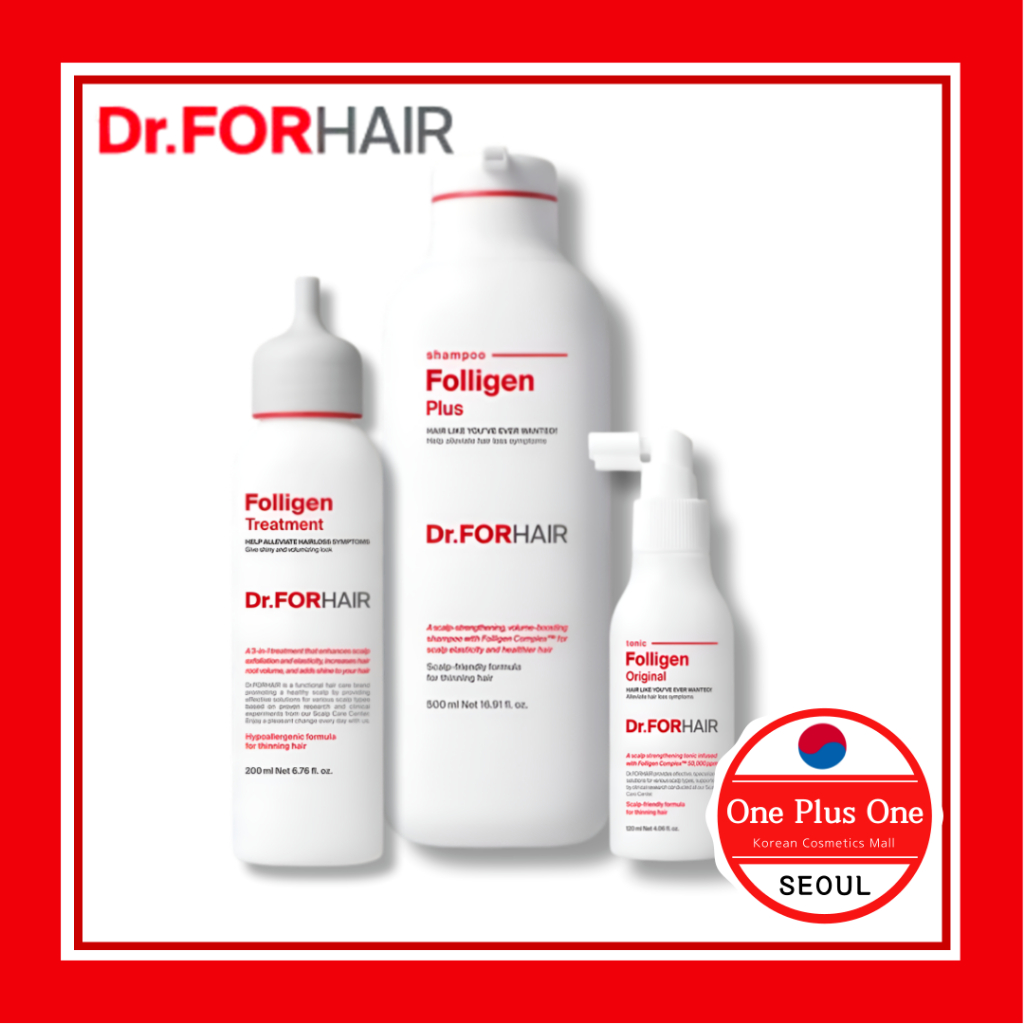 Dr.for HAIR Folligen Plus แชมพู 500ml,ทรีตเมนต์ 200ml,โทนิคบำรุงผม120ml ...