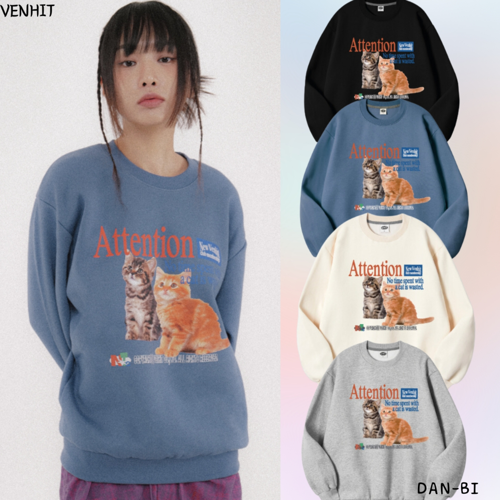[VENHIT] Attention SWEATSHIRTS / 4 สี / 6 ขนาด / ผลิตภัณฑ์เกาหลี / ของแท้ 100% / น่ารักทุกวัน ...