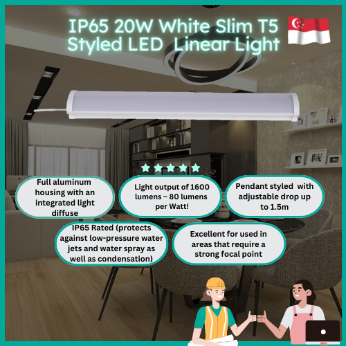 White Slim T5 Styled IP65 LED Linear Light - DB Quality & Modern กัน ...