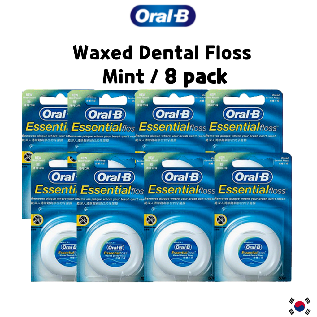 [Oral B] Essential floss Waxed Dental Floss Mint 50m 6/8 pack ไหมขัดฟัน ...