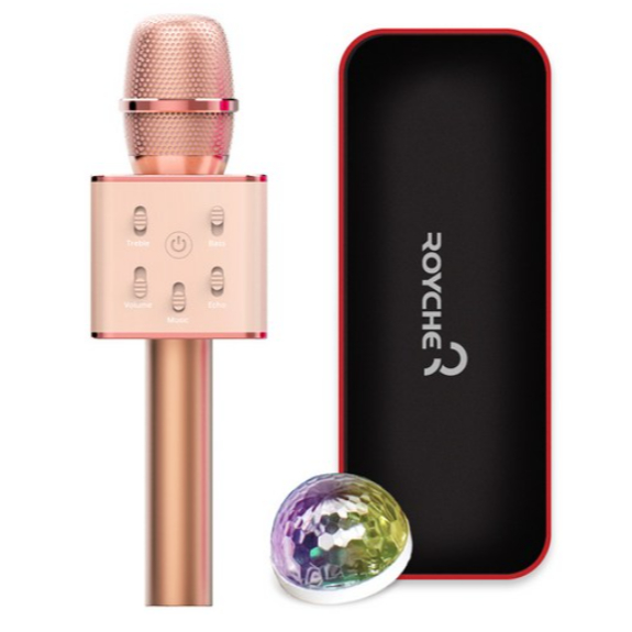 Royche ไมโครโฟนคาราโอเกะไร้สาย Bluetooth แบบพกพา + Mirror Ball + ชุดกระเป๋า ( BTS-30PM + MB-7 ...