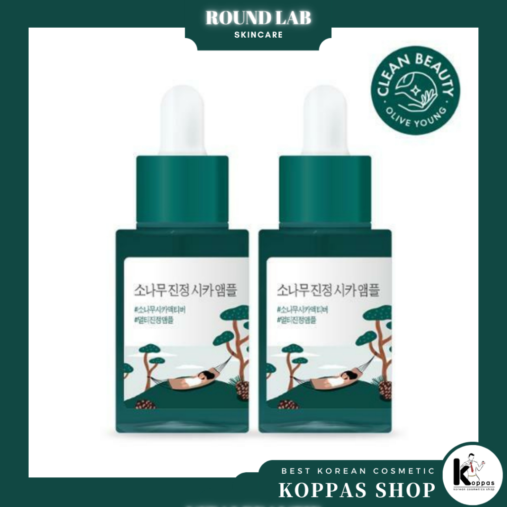 ROUND LAB Pine Tree Soothing Cica Ampoule 30ml+30ml แอมพูลซิก้า สนทรี ...