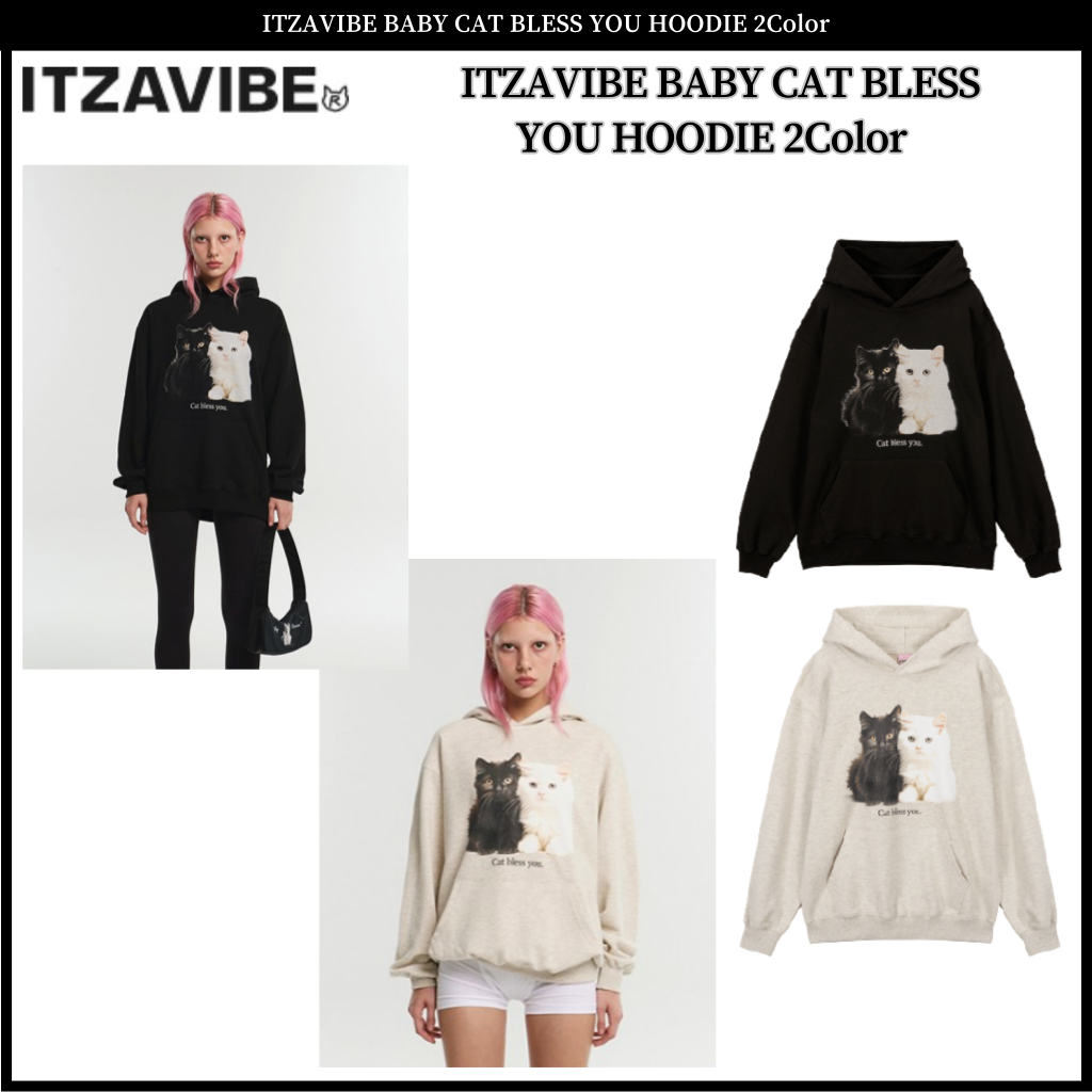 Itzavibe BABY CAT BLESS YOU เสื้อกันหนาวมีฮู้ด 2 สี สําหรับเด็ก ...