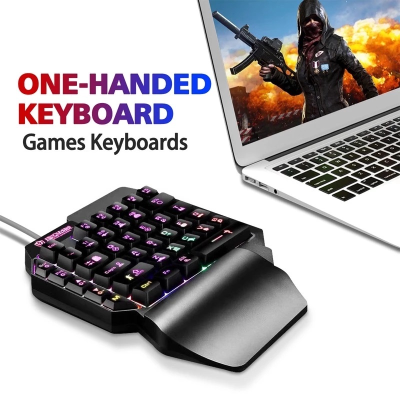 One-handed Mechanical Gaming Keyboard แบบมีสาย RGB Backlit แบบพกพา Mini ...