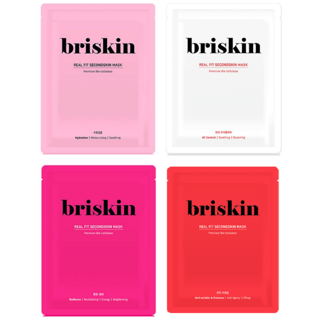 Briskin Real Fit แผ่นมาส์กหน้า สีขาว ชมพู ชมพู แดง | Shopee Thailand
