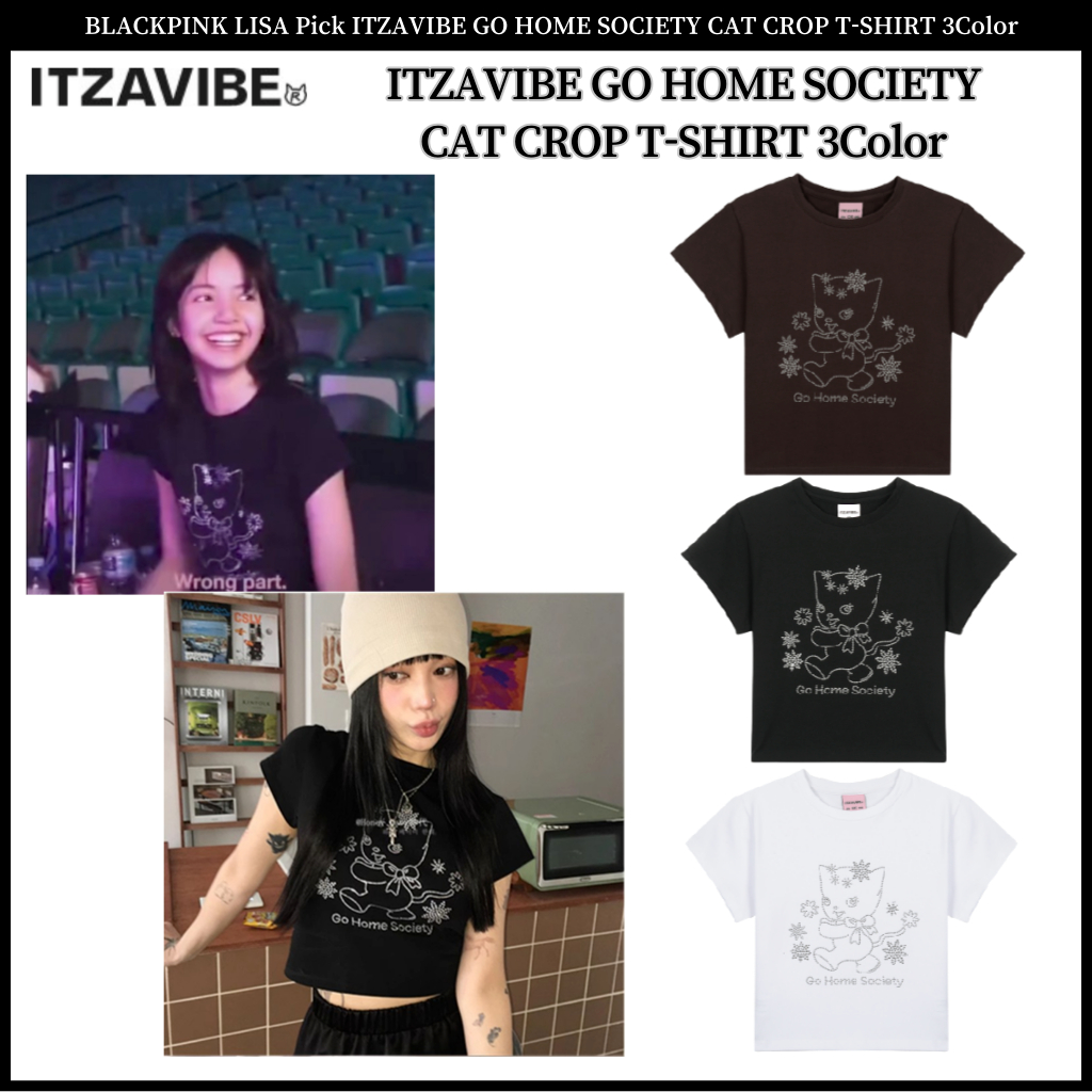 เสื้อยืด พิมพ์ลาย BLACKPINK LISA Pick ITZAVIBE GO HOME SOCIETY CAT CROP ...