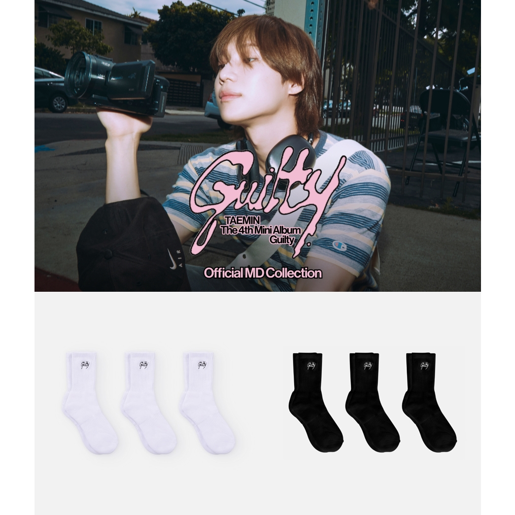 [PREORDER] TAEMIN SOCKS [WHITE/BLACK] (3pcs) - Guilty | Shopee Thailand