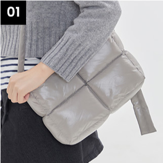 [K-Fashion] Shoopen Padding Mini Cross Bag สีเทา | Shopee Thailand