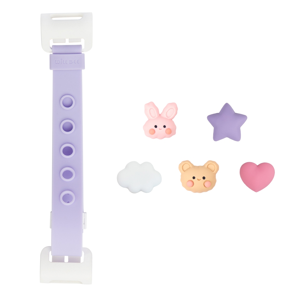 WiLLBee CLIPON Soft Mini พร้อมชิ้นส่วน 5 ชิ้น - สายรัดซิลิโคน Grip Holder (สีม่วง & ขี้อาย ...