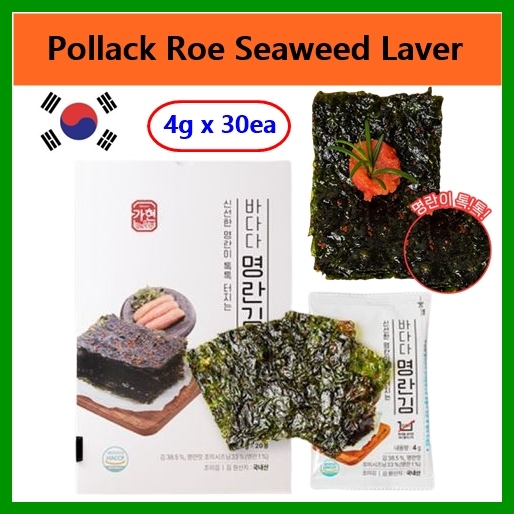 🇰🇷 Korea Pollack Roe Seaweed Laver (4 กรัม x 30 ชิ้น) | Shopee Thailand
