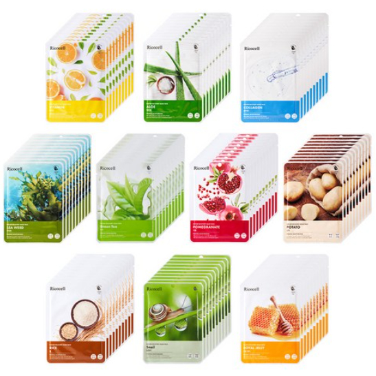Ricocell 10 types of moisturizing and mild mask packs 10ea | Shopee ...